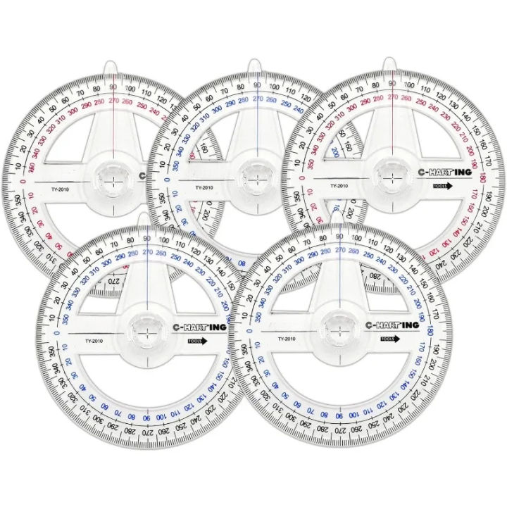 5pcs 360° Plastic Protractor Math Protractors Clear Protractor Ruler ...