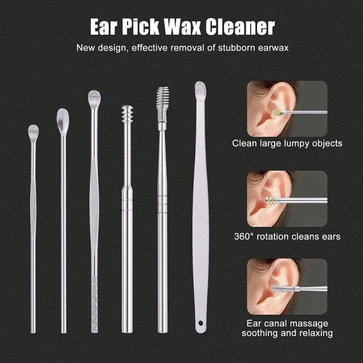 Ear Pick Set Portable Ear Cleaner Set Stainless Steel with Leather Case ...
