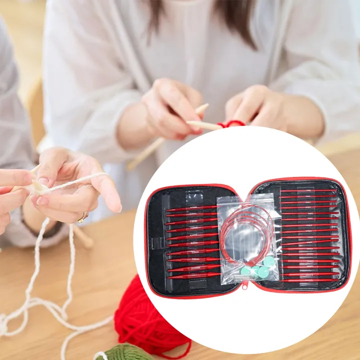 Circular Knitting Needle Set Aluminum Alloy Supplies Portable Knitting ...