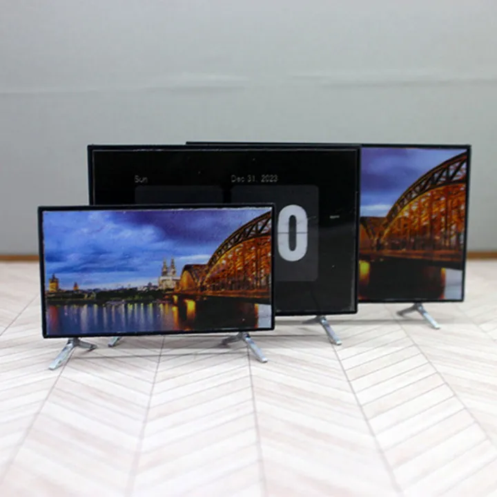 1pcs 1:12 Doll House TV Simulation Television Mini TV With Stand Base ...