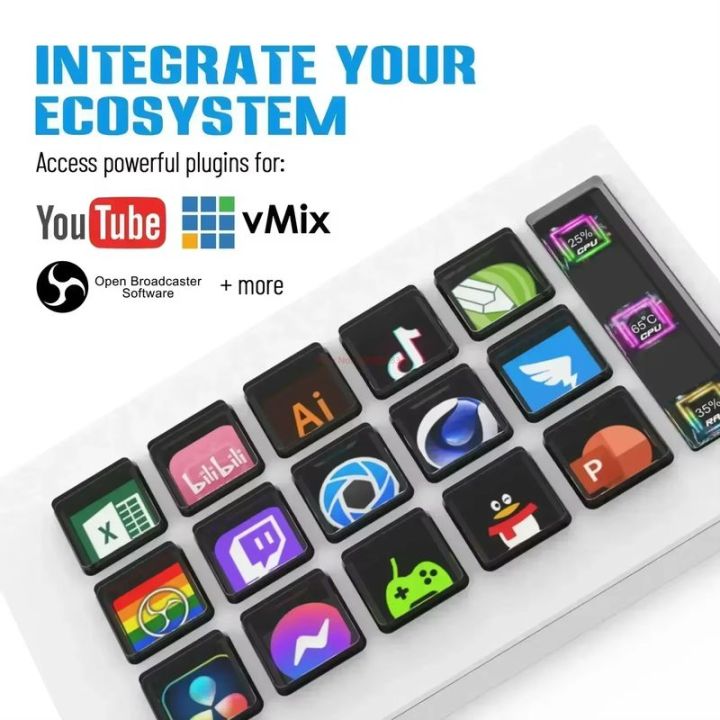 Visual Stream Deck Keyboard Lcd Button 15 Keys Live Content Creation Controller Custom Button ...