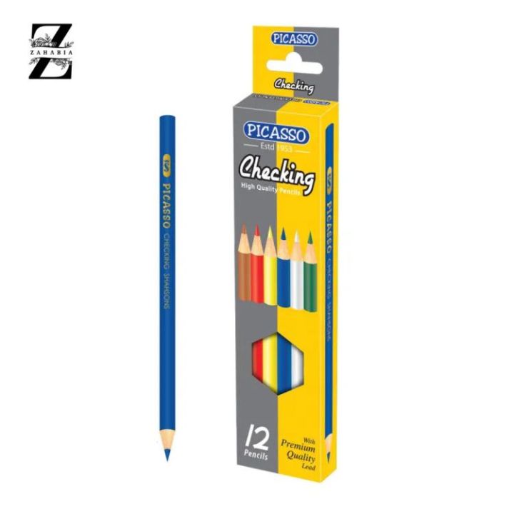 picasso blue Color Checking pencils-12 pieces -7002-high quality | Daraz.pk