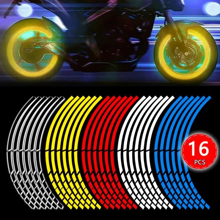 Motorcycle Reflective Strips 18pcs Wheel Rims Colorful Hub Stickers ...