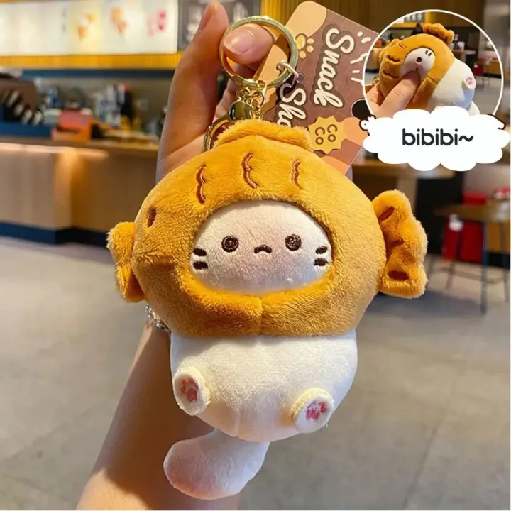 Cute Plush Snapper Head Keychain Cocoa Cat Japanese Style Schoolbag ...