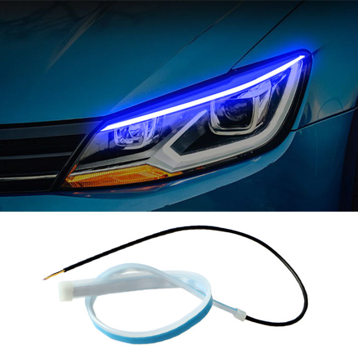2pcs LED Car DRL Daytime Running Light Flexible Waterproof Strip 12V ...