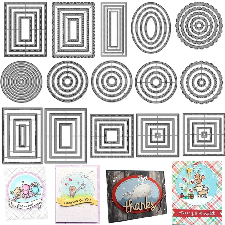 Small Dotted Square Circle Stackables Metal Cutting Dies Embossing ...