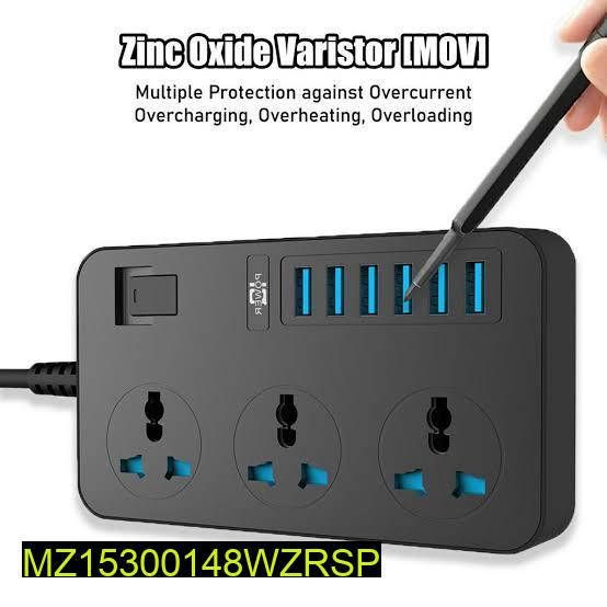 Smart Extension Board has 3 Power Sockets Plus 6 USB Smart Ports For ...