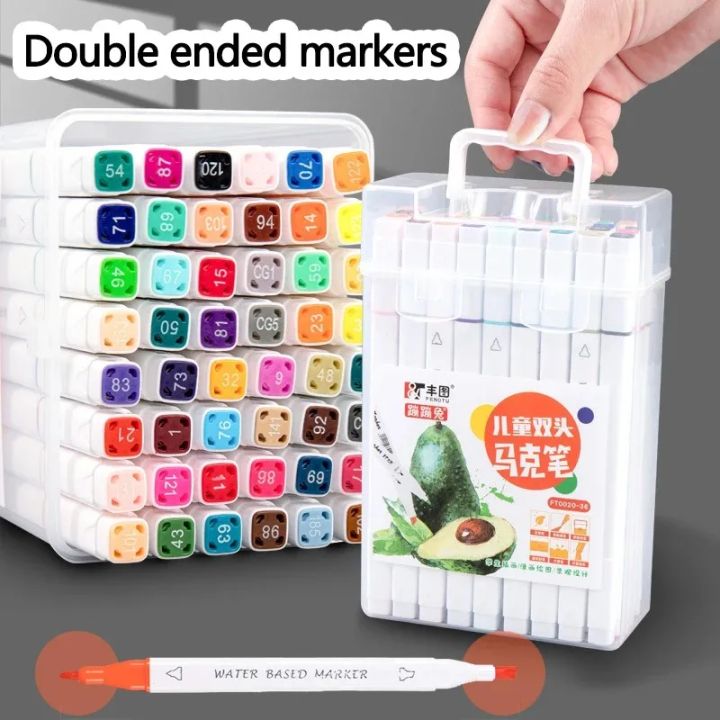 12/18/24/36/48 Colors Markers Set Washable Double-Headed Marker Safe ...