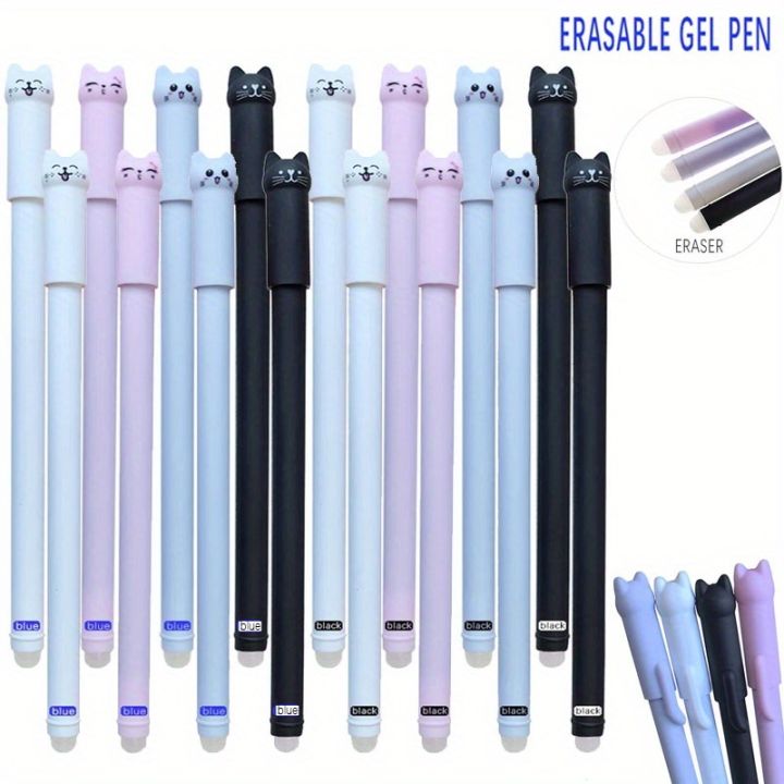 4/8/12pcs Creative Cat Erasable Gel Pens Set 0.5mm Washable Handle ...