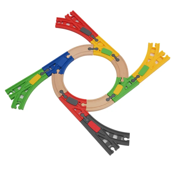 new Colorful Plastic Transform Tracks Wooden Train Track Accessories ...