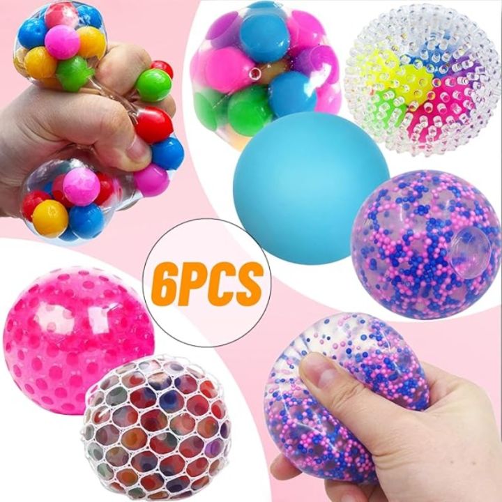 6PCS Mini Squishy Stress Balls Set Rainbow Squeeze Ball EDC Toy Sensory ...