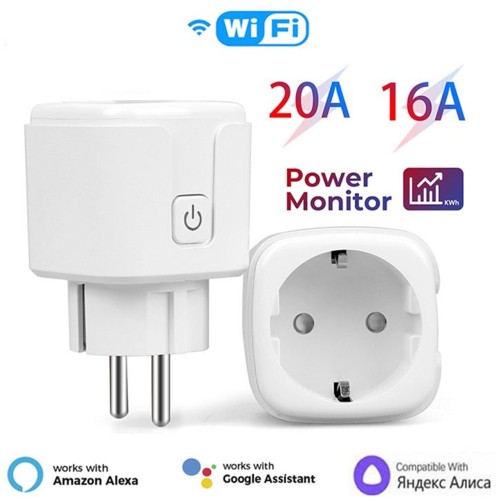 Smart Plug WiFi Socket EU 16A/20A With Power Monitoring Timing Function Works With Alexa, Google ...