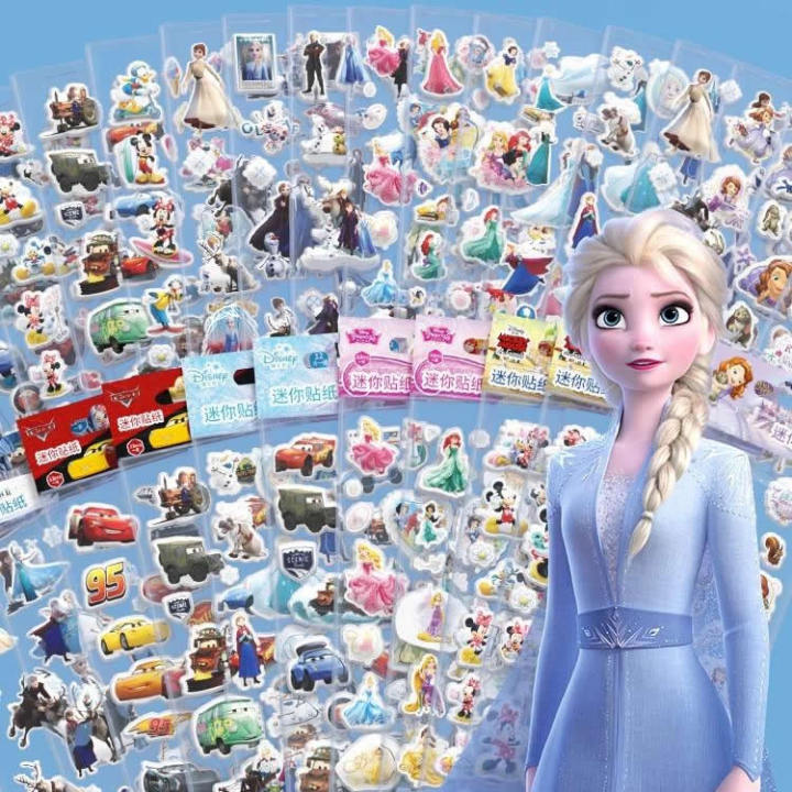 12pcs Disney Frozen Mickey Minnie 3D Puffy Stickers Cartoon Anime Sofia ...