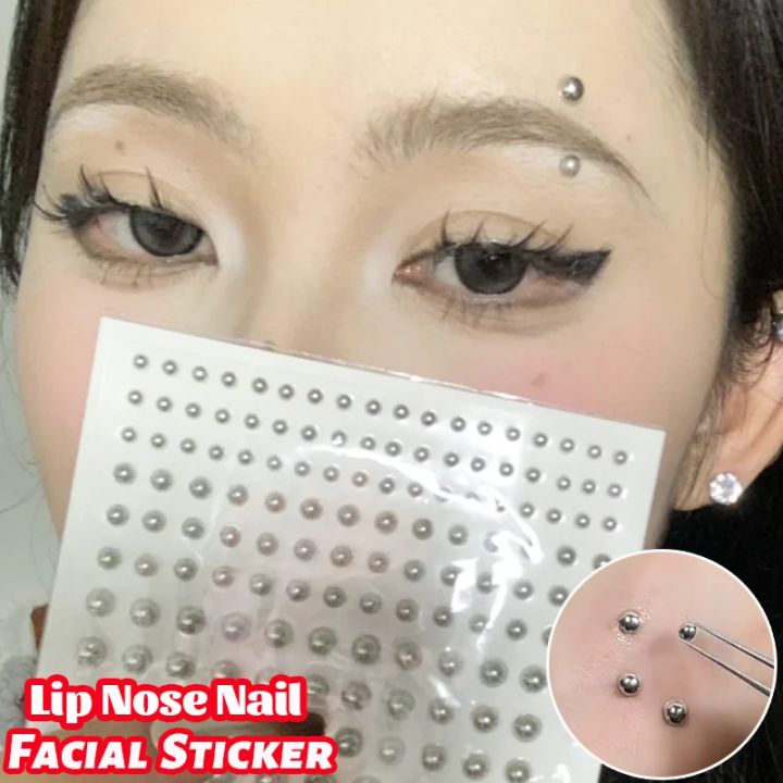 Non Piercing Fake Nose Lip Sticker Disposable Belly Eyebrow Lip ...