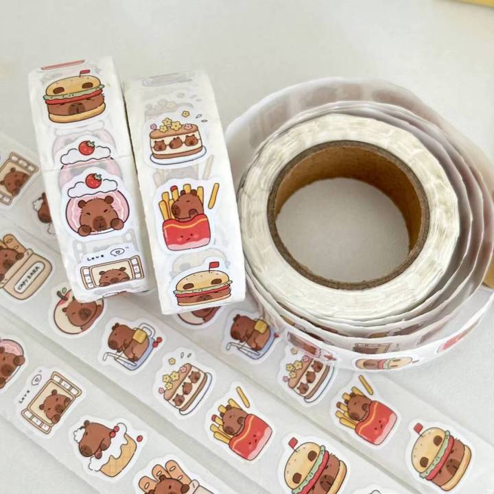 500 Pcs Capybara Stickers Roll - Waterproof PVC Animal & Food Decals ...