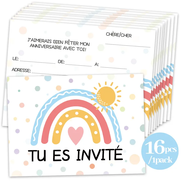 16pcs French Rainbow Dot Birthday Party Invitation Card | Daraz.pk