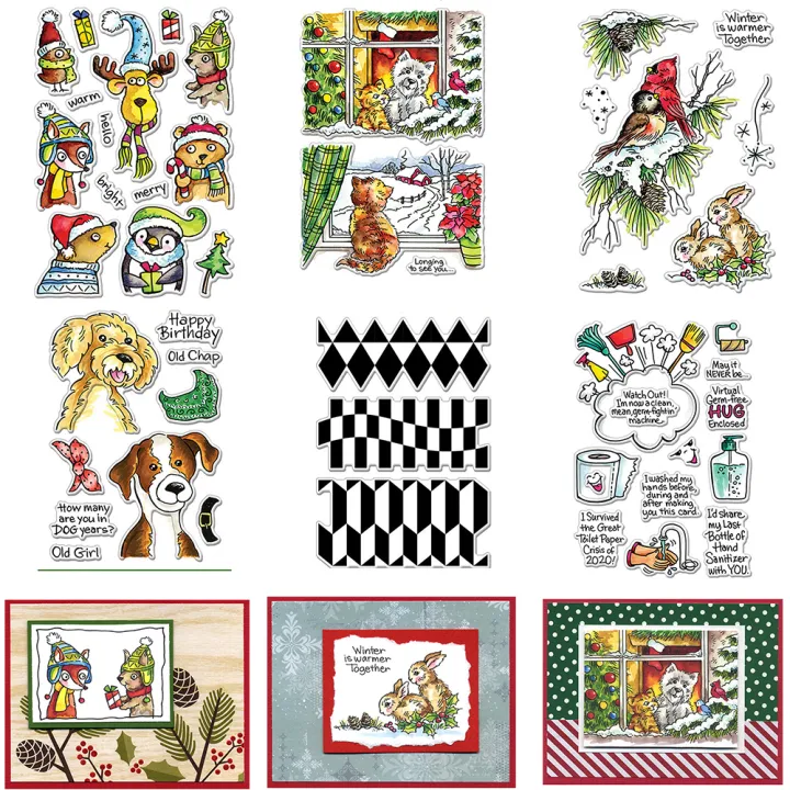 Winter Animals Dog Bird Rabbit Christmas Theme Clear Stamps Clean ...