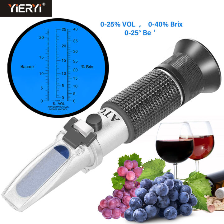 3-in-1 Grape Wine Refractometer 0-25% Alcohol 0-40% Brix 0-25°Baume ...