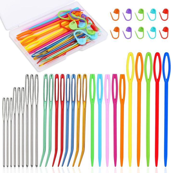 37/69pcs Sewing Needles for Crochet with Stitch Markers Knitting Wool ...