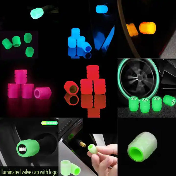 1pcs Luminous Valve Caps Fluorescent Night Glowing Car Motorcycle ...