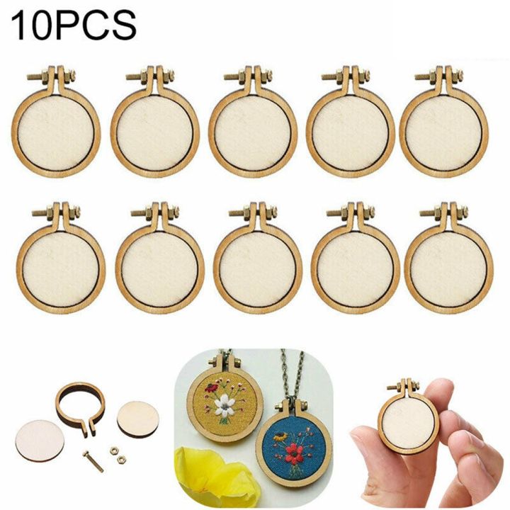 10Pcs/Set Wooden Mini Embroidery Hoop Ring Cross Stitch Frame Crafts ...