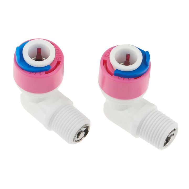 2x 1/4" OD Hose 1/8" Male RO Water Elbow Check Valve Quick Coupling ...