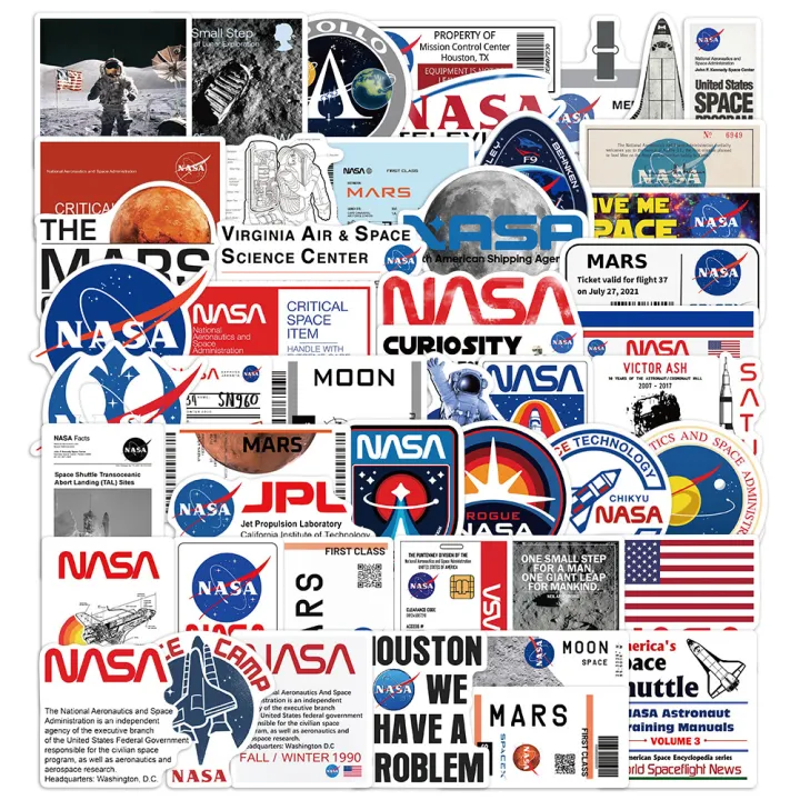 50Pcs New NASA Astronaut Space Station Cartoon Stickers Moon Rocket ...