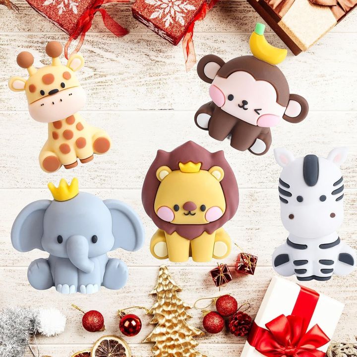 Jungle Safari Animal Cake Toppers with Elephant Giraffe Lion Monkey for ...