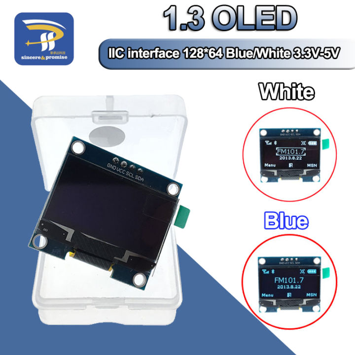1PCS 1.3" OLED module white and blue color IIC I2C 128X64 1.3 inch ...