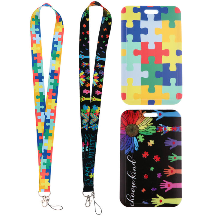 Autism Awareness Puzzle Lanyard Nurse Card Holder Neck Strap for key ID ...