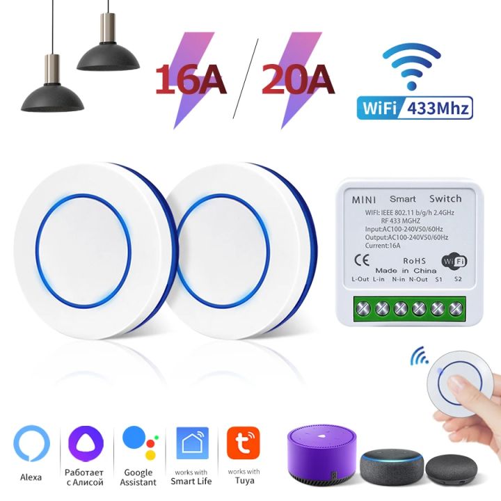 Tuya WiFi Smart Switch RF433Mhz App Remote Control Home Smart Life Wall ...