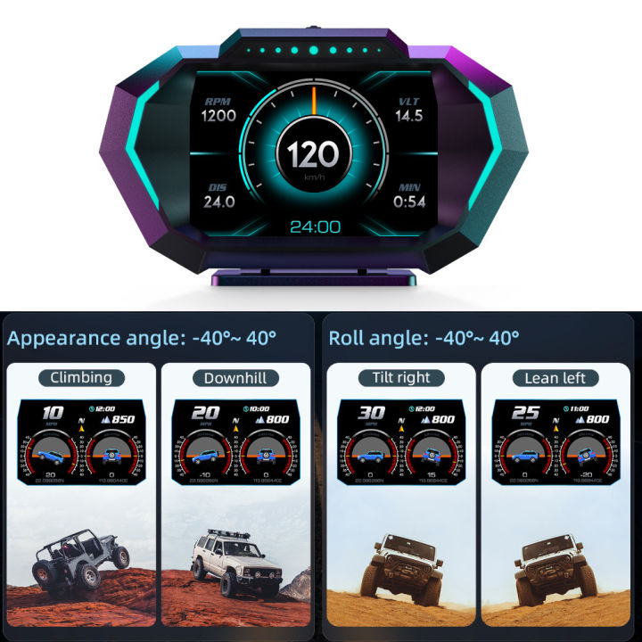 HUD P24 OBD2+GPS Head Up Display on Board Computer Multi-function ...
