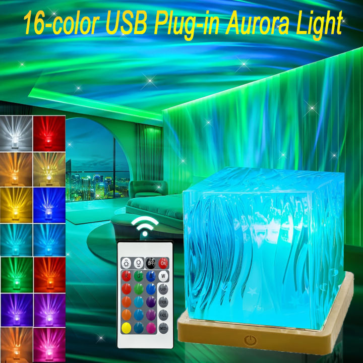 LED Night Light 16 Colors Starry Sky Projector Light Northern Aurora ...