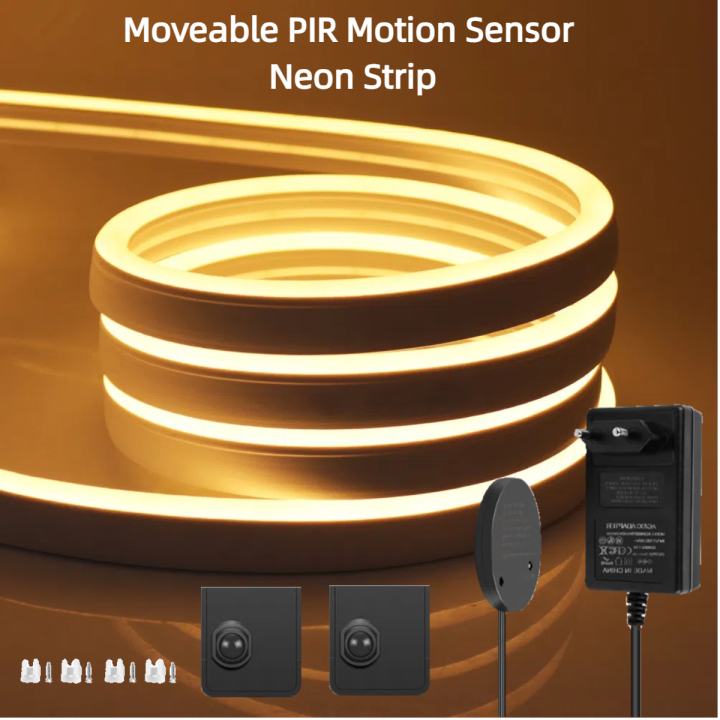 10M 5M Set Neon LED Strip Light DC24V With Wireless Moveable PIR Motion ...