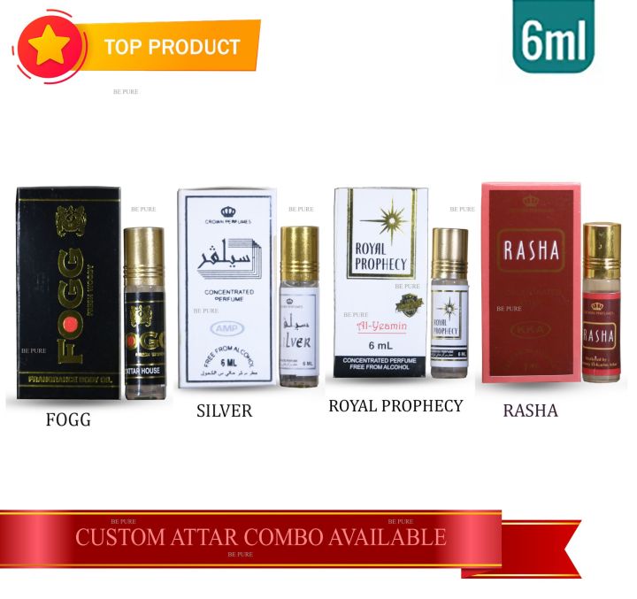 4pcs Custom Concentrated Attar Perfume for men, Halal Ator Combo 6ml ...