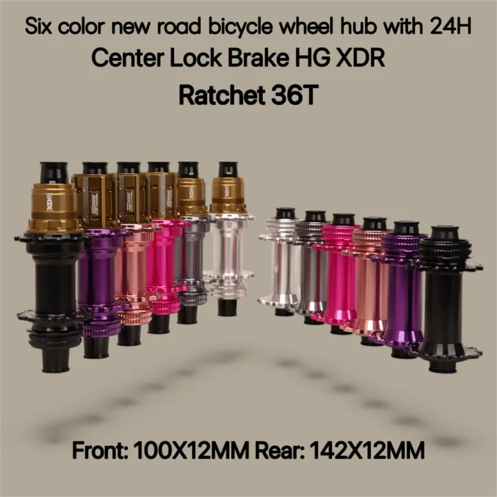 New Six Colors Road Bike Hub 24Hole J-bend Spoke Center Lock Brake HG ...