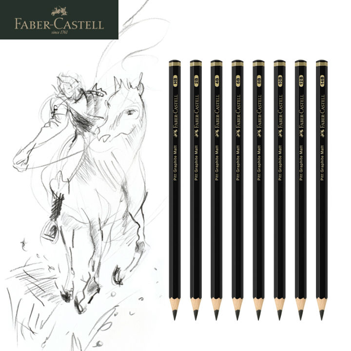 8 Pcs Faber-Castell Graphite Pitt Matt Pencil Set HB, 2B, 4B, 6B, 8B ...