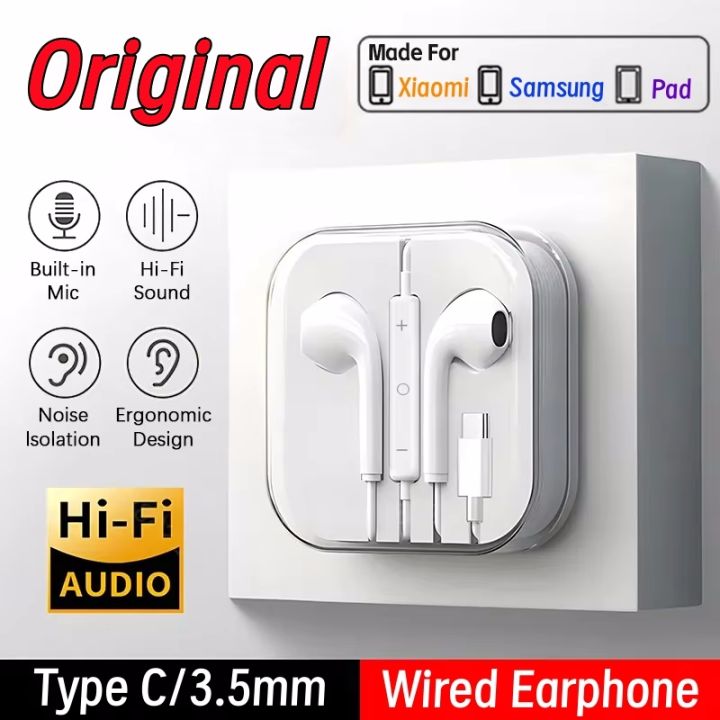 Original Wired Headphone For Samsung Huawei iPhone16 Xiaomi 15 14 13 12 ...