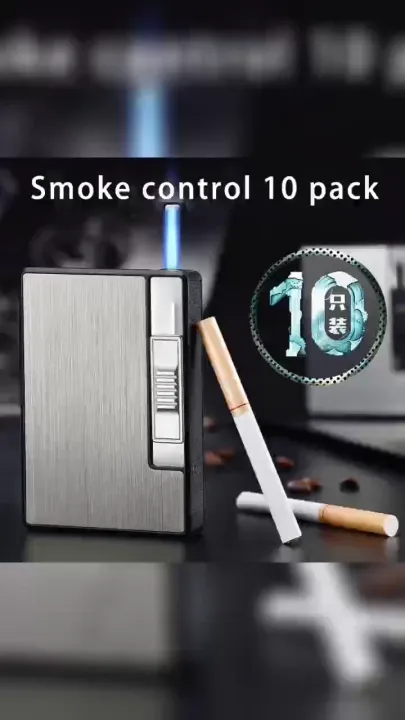 2 in 1 Automatic Cigarette and Lighter Case | Metal Cigarette Box ...