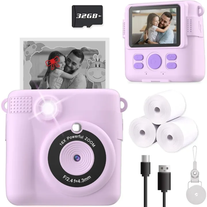 Instant Print Camera for Kids, HD Digital Video Cameras, Portable Toy ...