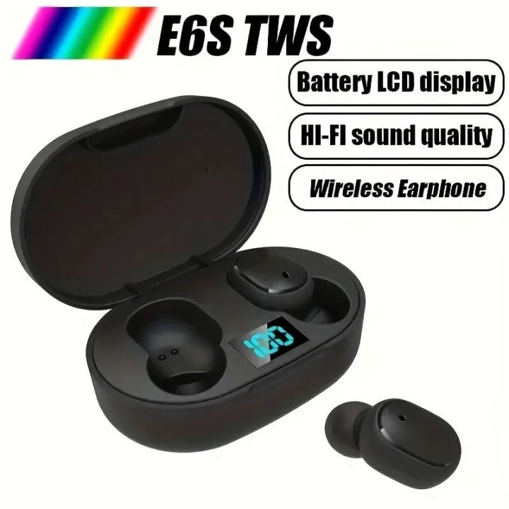 TWS E6S Wireless Bluetooth noise cancelling 5.0 Earphones 6D Stereo ...