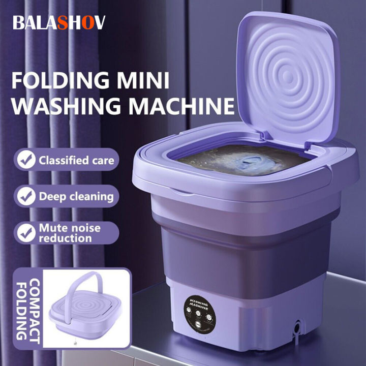 8L Portable Small Foldable Washing Machine with Spin Dryer For Socks ...