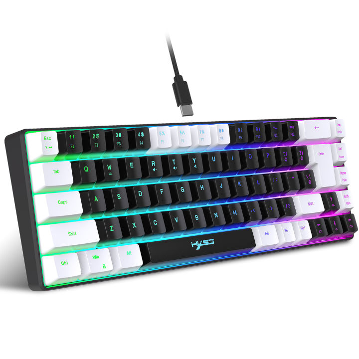60% Wired Gaming Keyboard, Small RGB Backlit Membrane 68 key Gaming ...