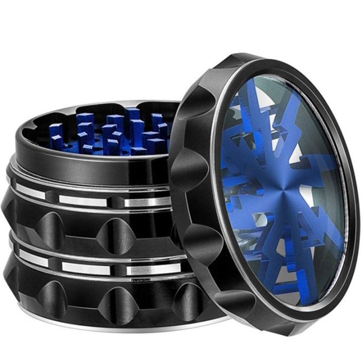 1pc Geometric Design Metal Weed Grinder with Lightning Clear Window ... 1pc Geometric Design Metal Weed Grinder with Lightning Clear Window ...