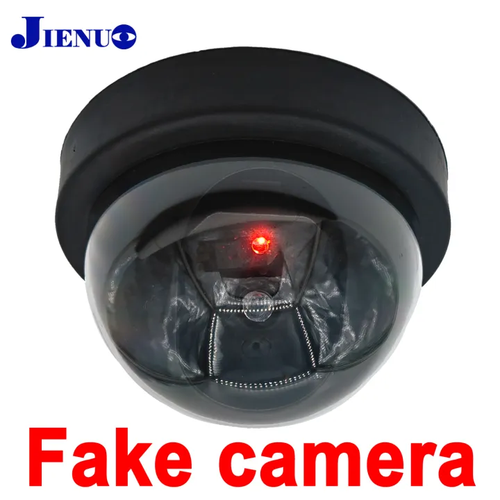 Black Fake Dome Camera Red Flashing LED Light Dummy CCTV Home Office ...