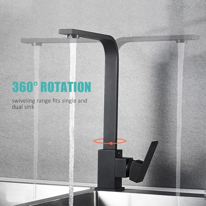 Kitchen Sink Mixer Tap Modern Design Single Lever Monobloc Tap Black ...