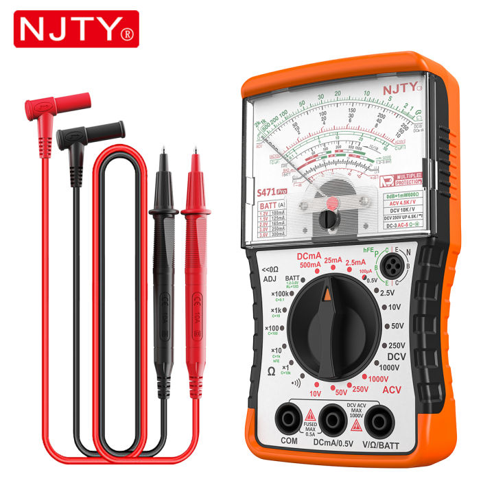 NJTY S471Pro Analog Pointer Multimeter Manual Range 1000V AC/DC Voltage ...