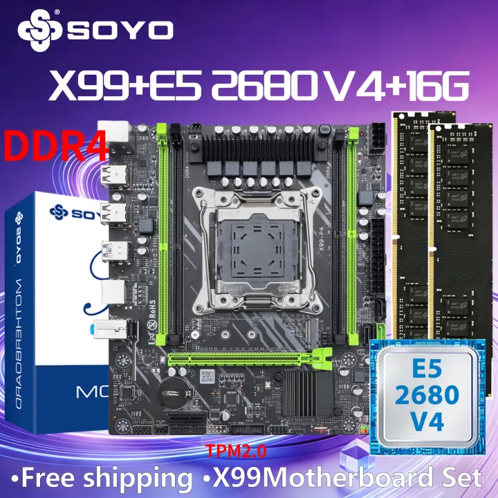 Gaming Motherboard Dual SOYO X99 Intel Kit Xeon E5 2680 V4 CPU DDR4 RAM ...