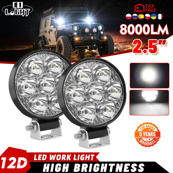 CO LIGHT 2.5inch 8000LM LED Bar Worklight Round Square Work Light 12V ...
