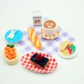 1Set Dollhouse Mini Breakfast Play Dim Sum Bread Jam Plate Model ...